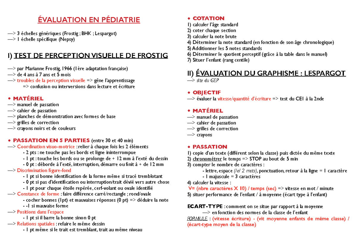 Evaluation en pédiatrie - UE 4 S2 Eval en pédiatrie Mme PABAN ...