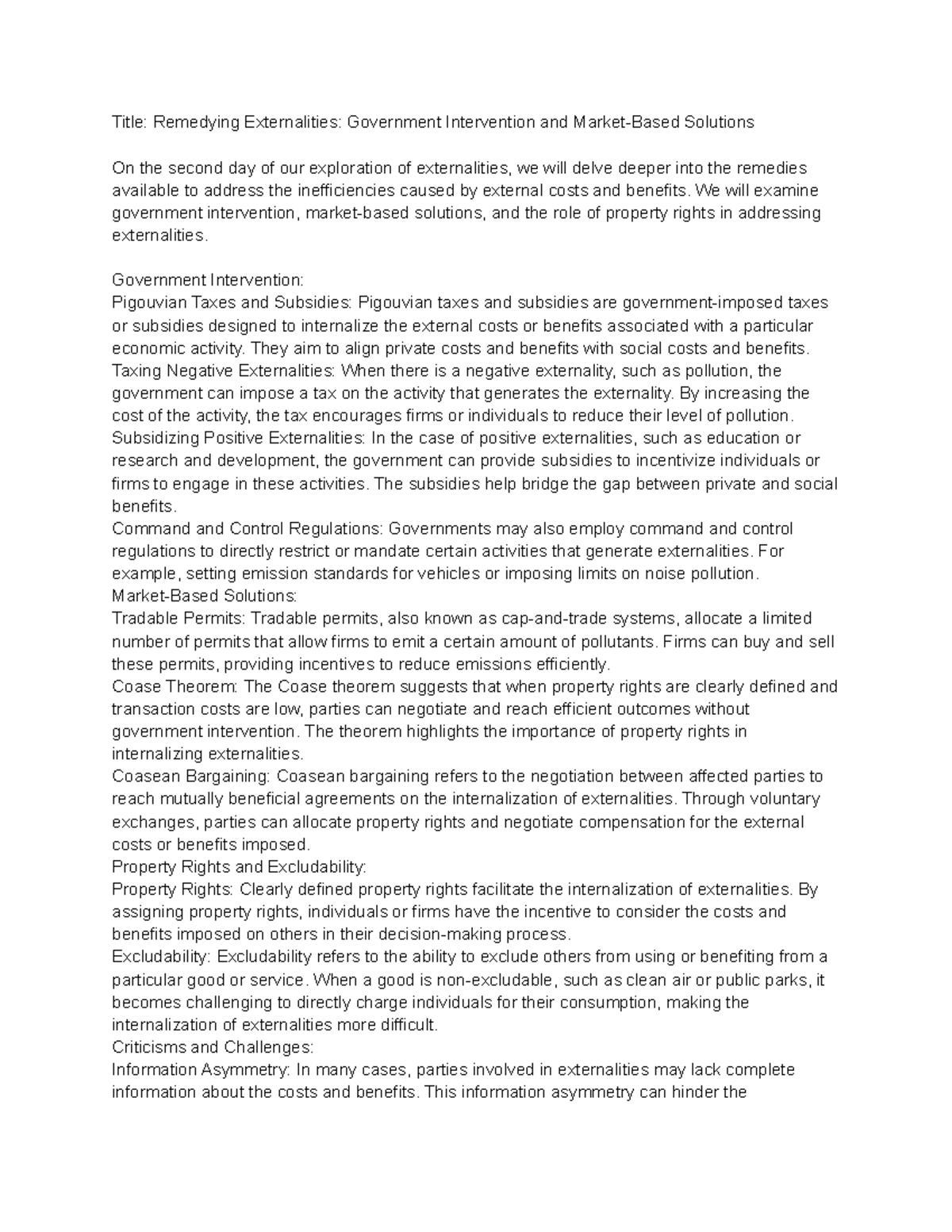 Intermicro Externalities D2 - Title: Remedying Externalities ...