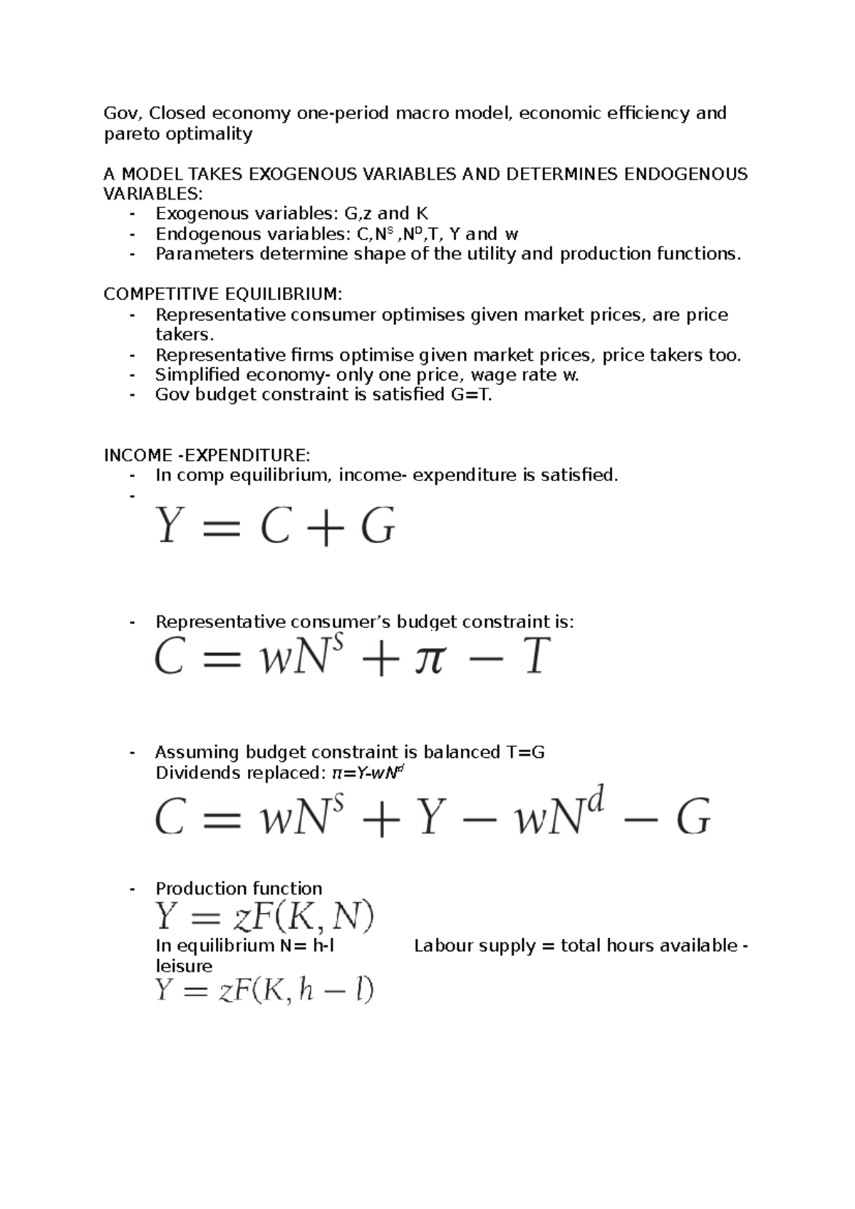 WEEK 2- Consumer and firm behaviour with effects - Gov, Closed economy ...