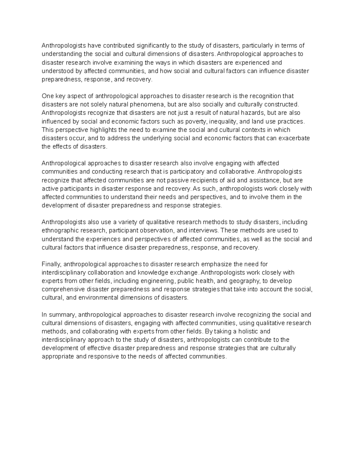 Anthropological approaches to disaster research - Anthropologists have ...