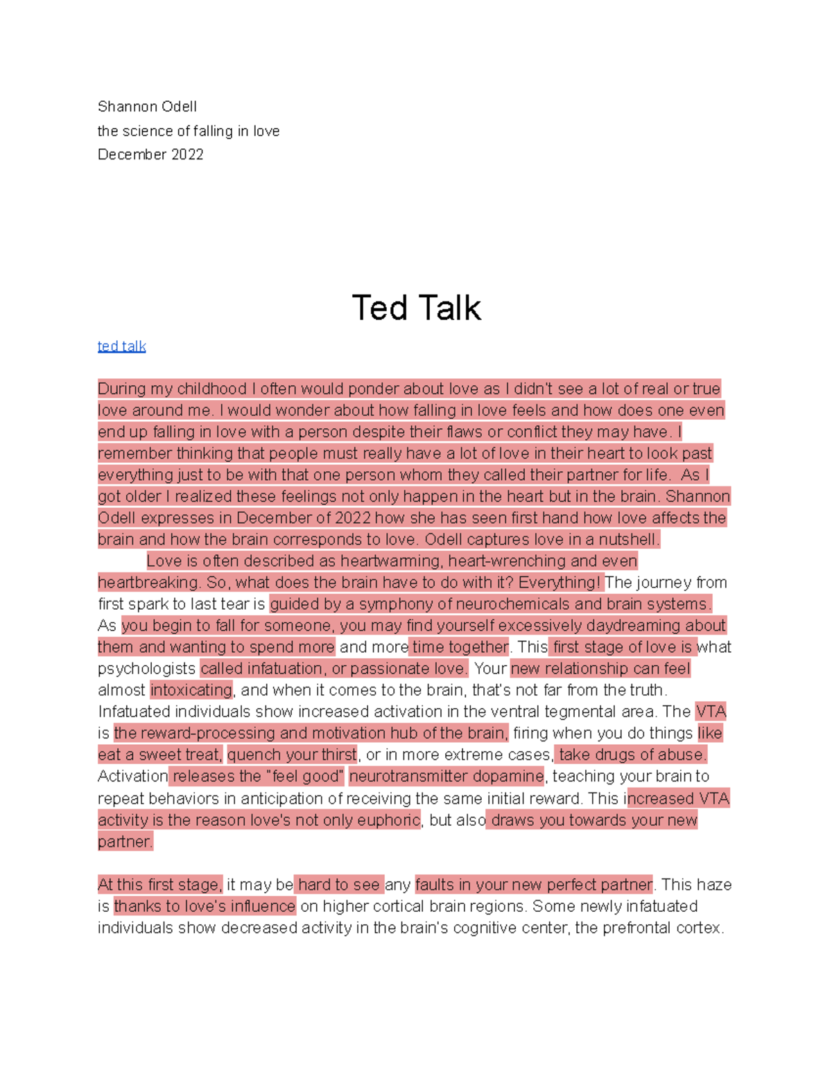 Ted Talk - tyfuf7trd - Shannon Odell the science of falling in love ...