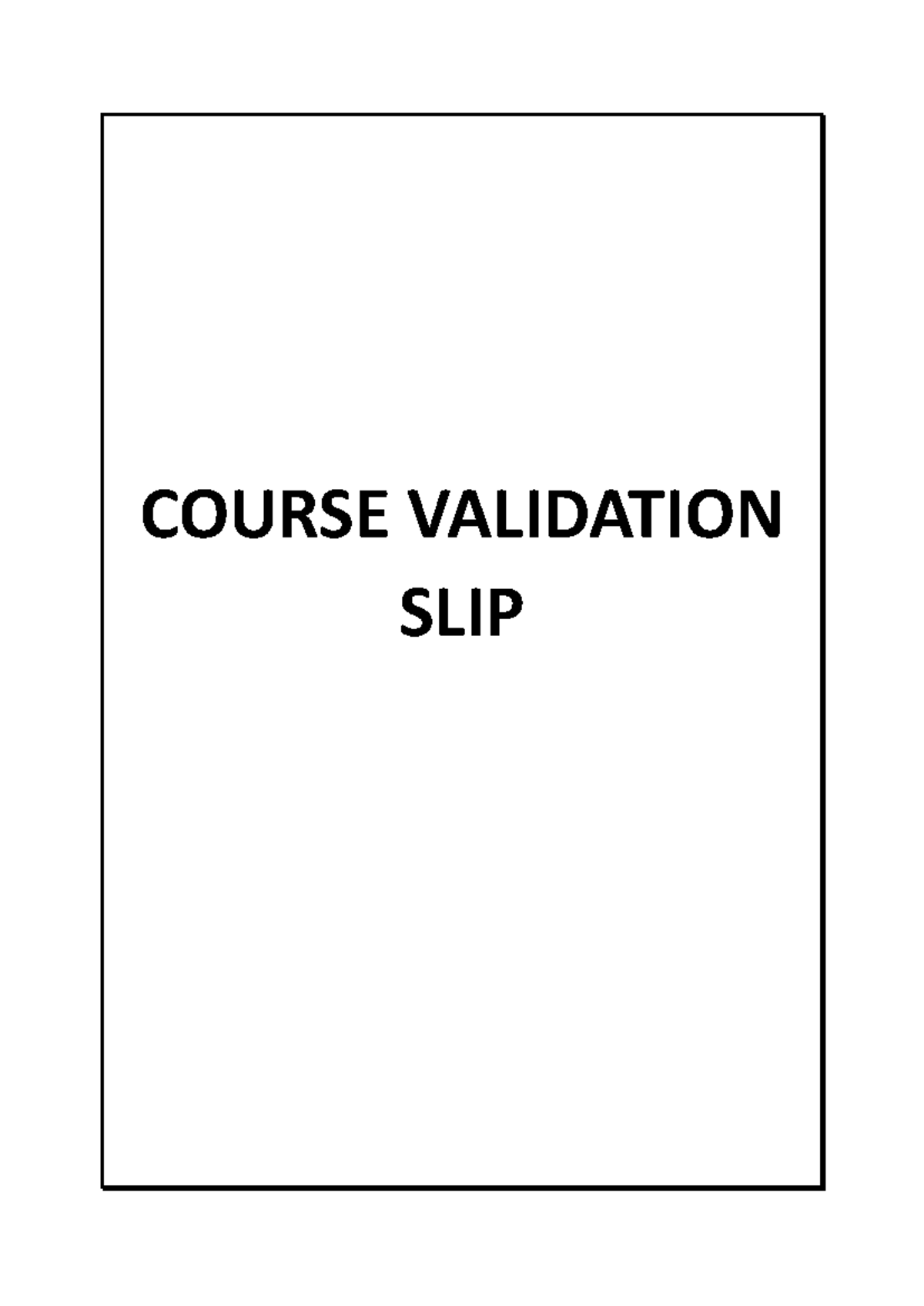 Course Validation SLIP sem 5 - Track and Field - COURSE VALIDATION SLIP ...
