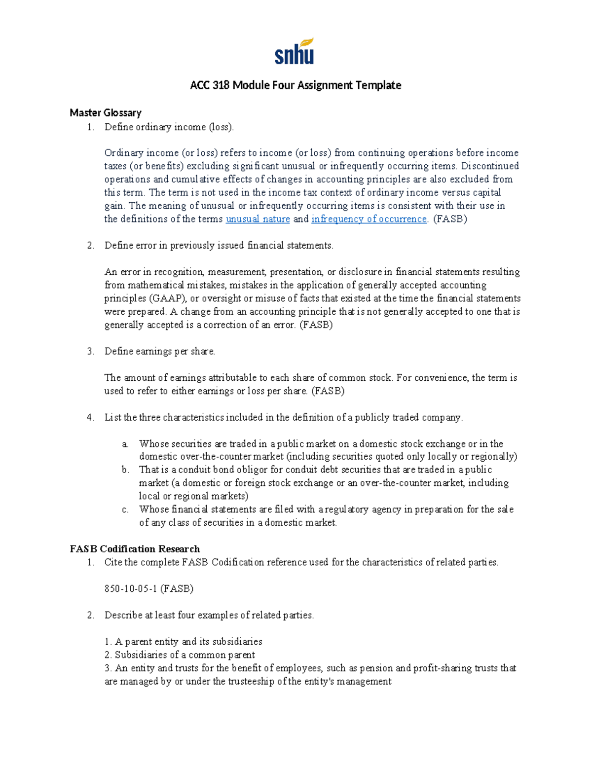 ACC 318 Module Four Assignment - Define ordinary income (loss ...