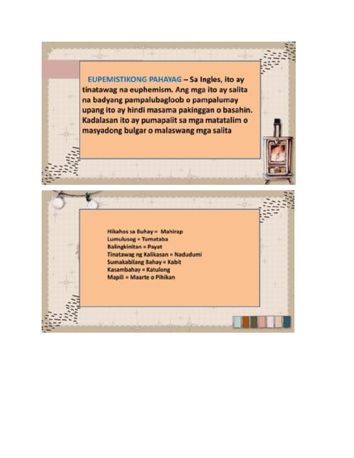 Eupemistikong pahayag ppt - e I HT tinatawag na euphemism. Ang mga ito ...