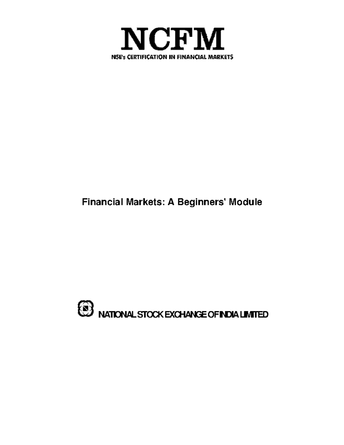 Ncfm 230730 153322 - Ncfm - Financial Markets: A Beginners' Module ...