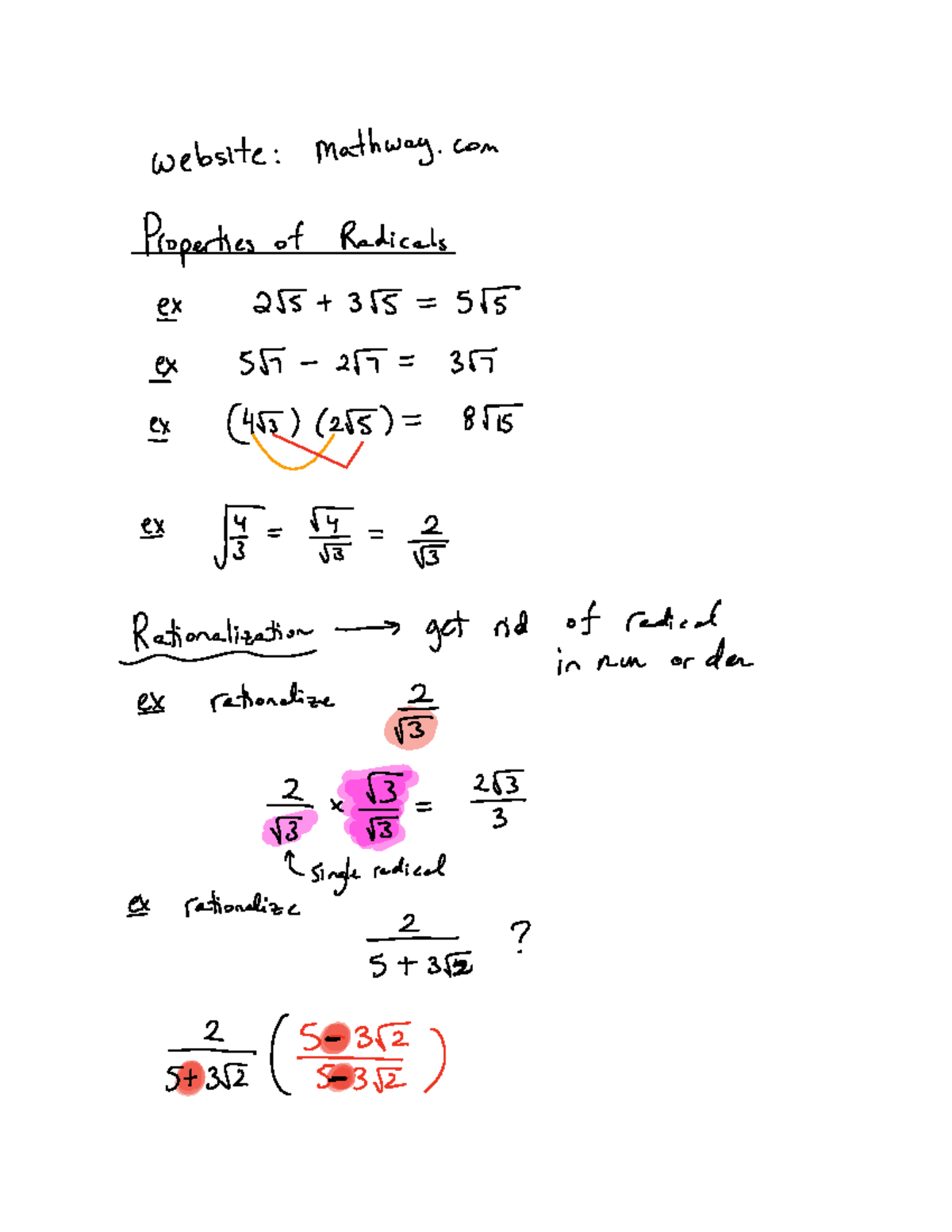 Review- MATH 206- Midterm review sheet - website Math way Properties of ...