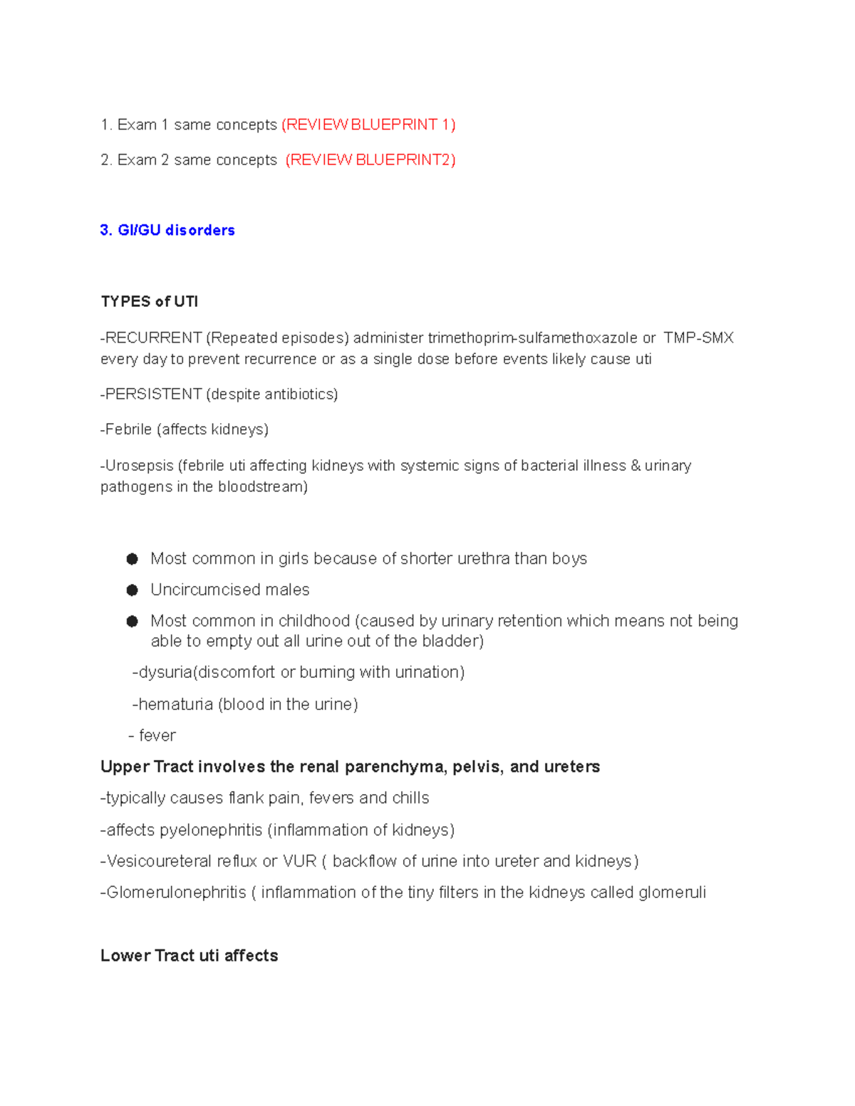 Blueprint 3 - study guide - Exam 1 same concepts(REVIEW BLUEPRINT 1 ...