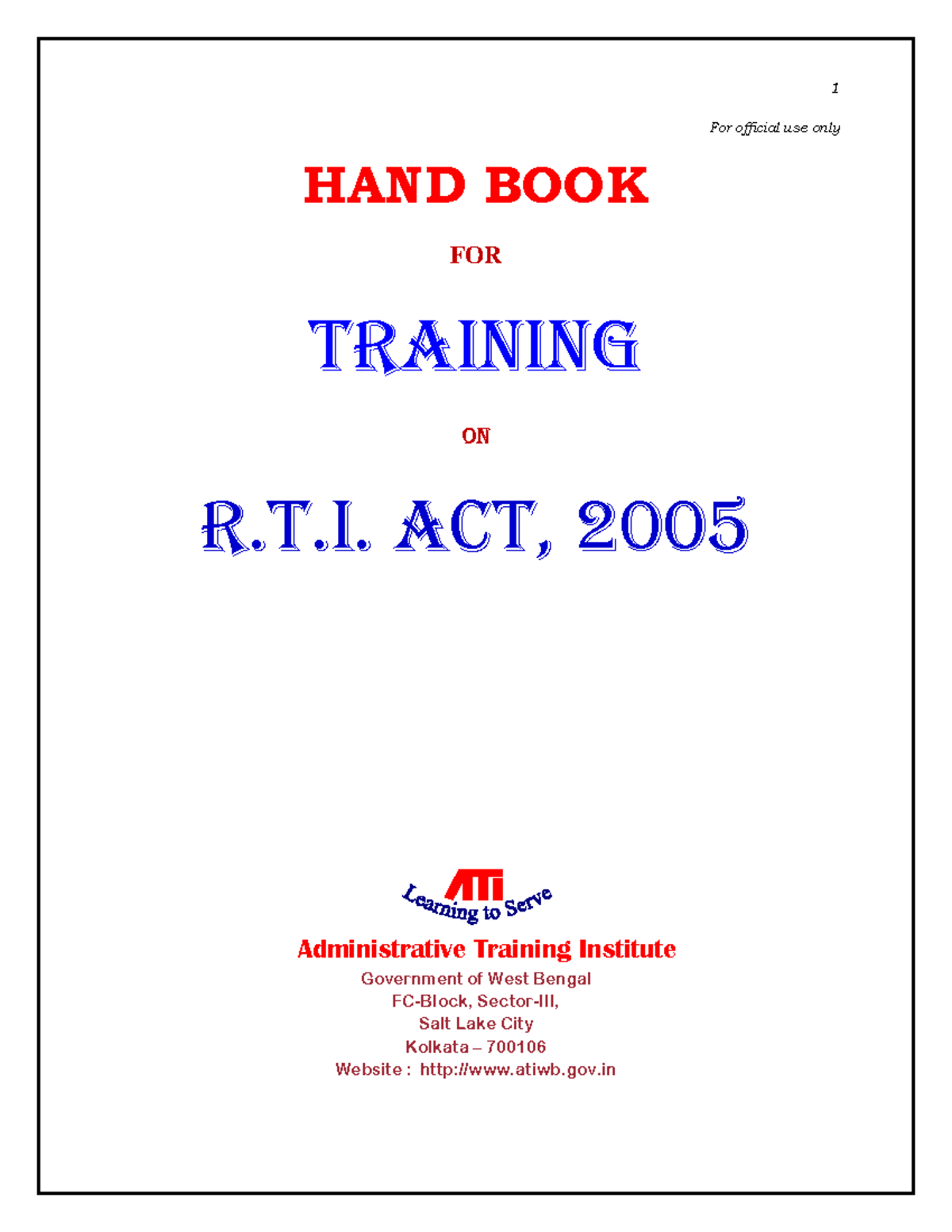 Handbook ON RTI Act - HAND BOOK FOR TRAINING ON R.T.I. ACT, 2005 ...