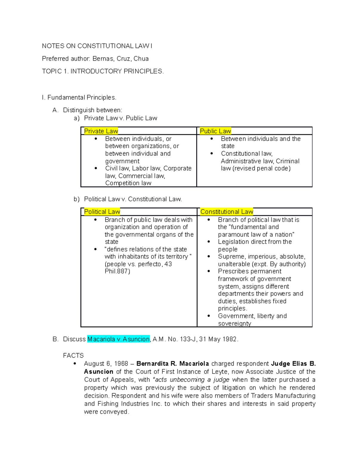 Notes ON Constitutional LAW I (syllabus 1) - NOTES ON CONSTITUTIONAL ...