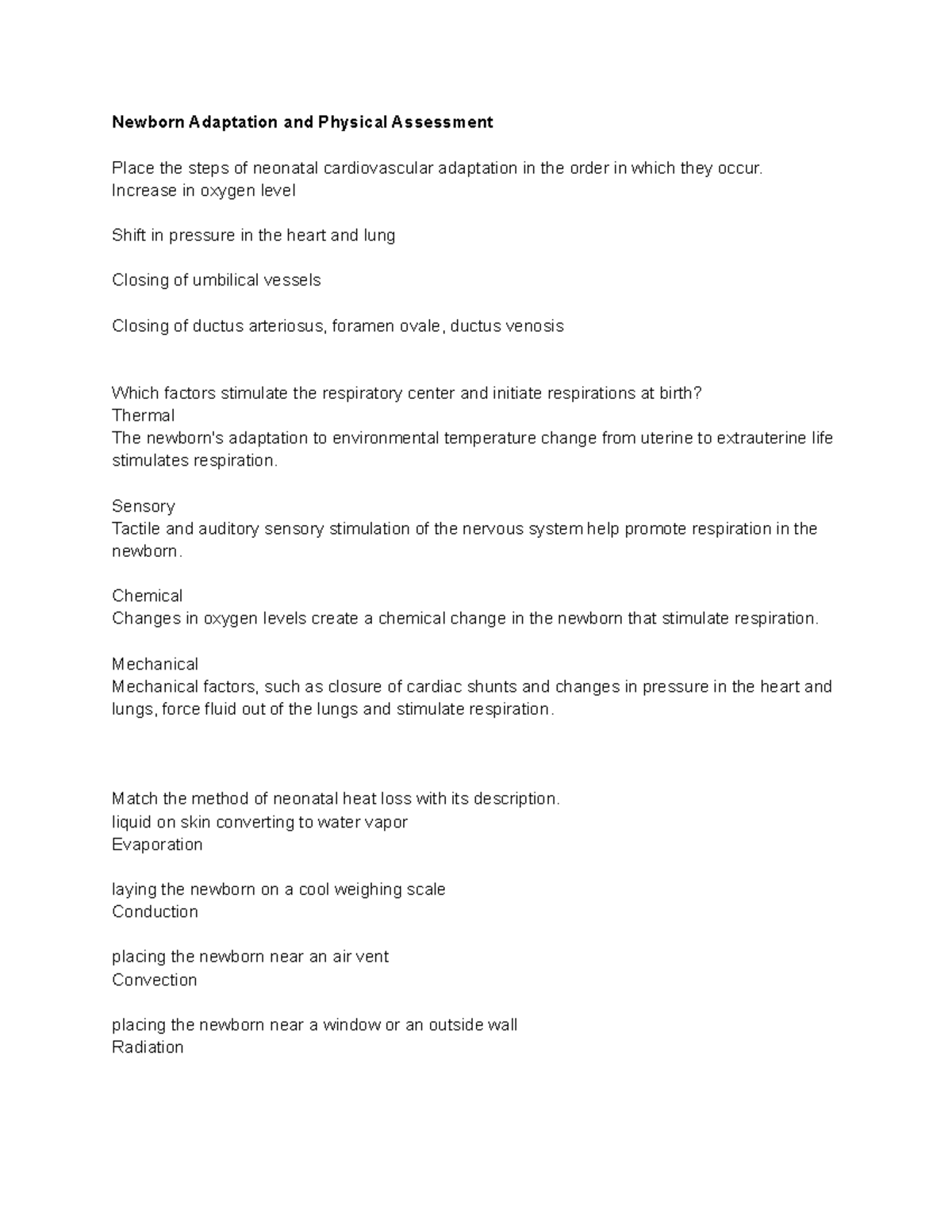 Newborn Adaptation and Physical Assessment - Increase in oxygen level ...