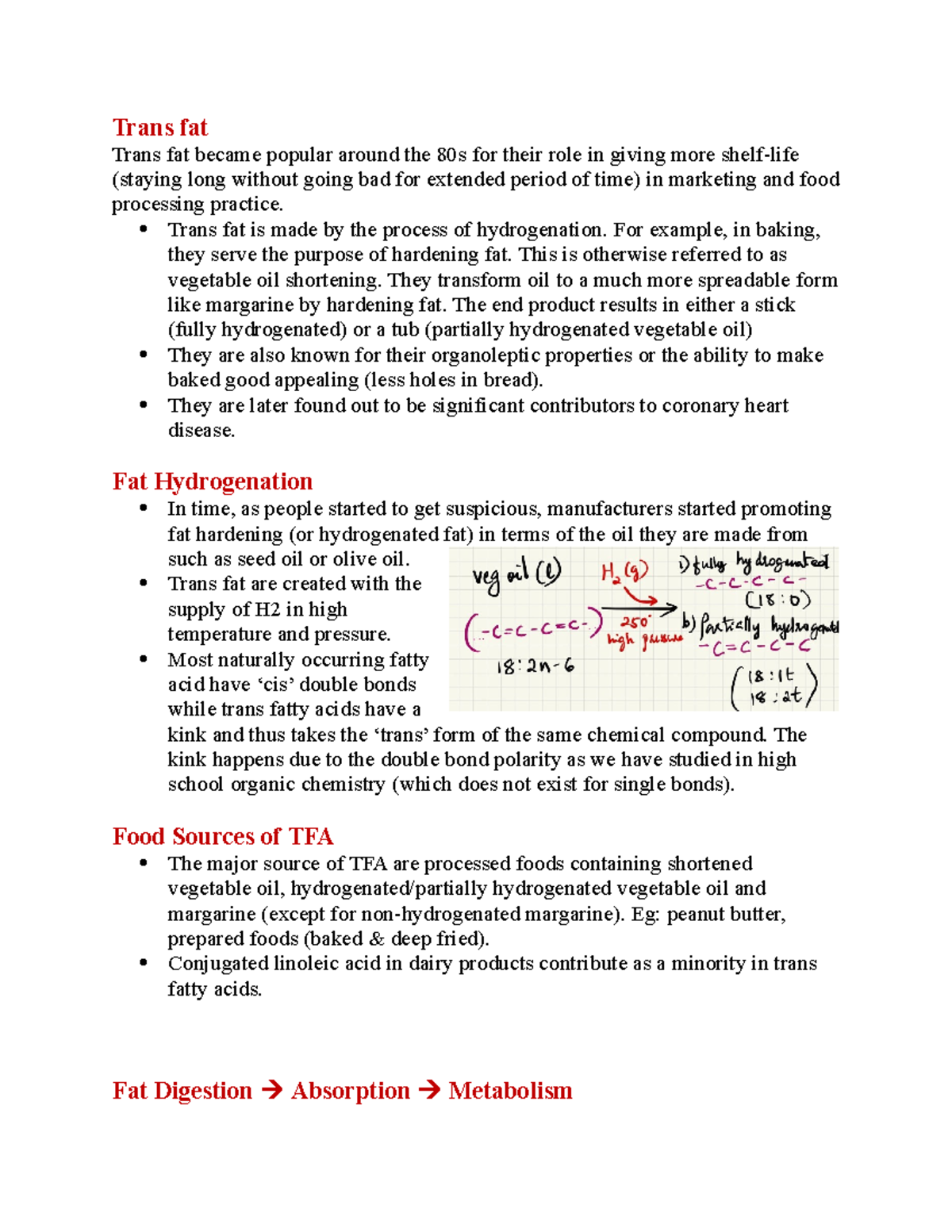 NUTR (003) - Trans fat, Digestion, Lipids - Trans fat Trans fat became ...