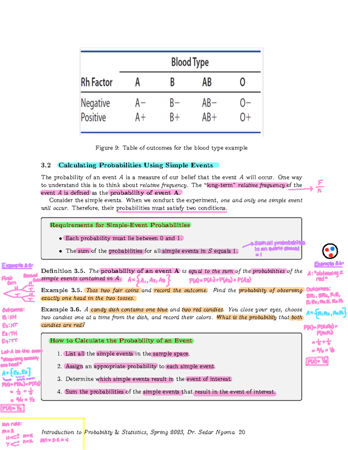 Lecture Note 2 - Probability - Figure 9: Table of outcomes for the ...
