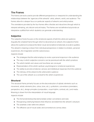 HSC Visual Art The Conceptual Framework - The Conceptual Framework All ...