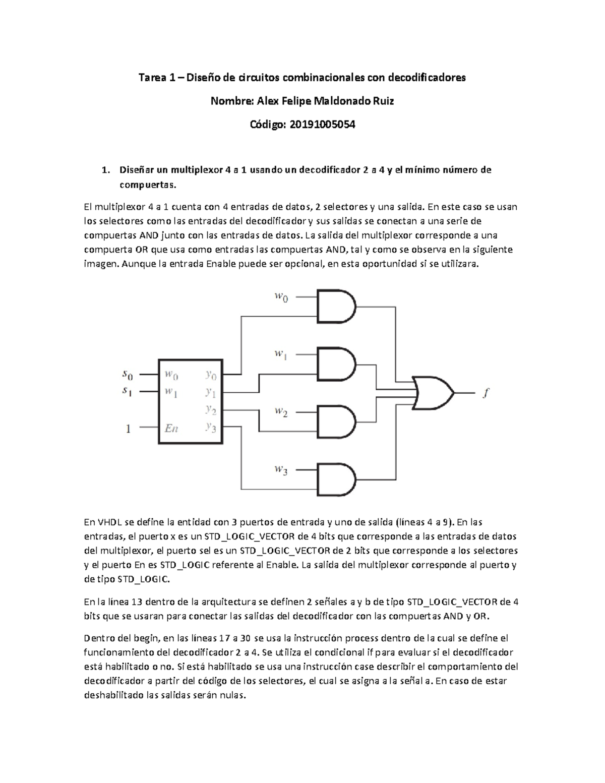 Tarea 1 - Decodificadores - Tarea 1 – DiseÒo de circuitos combinacionales con decodificadores ...