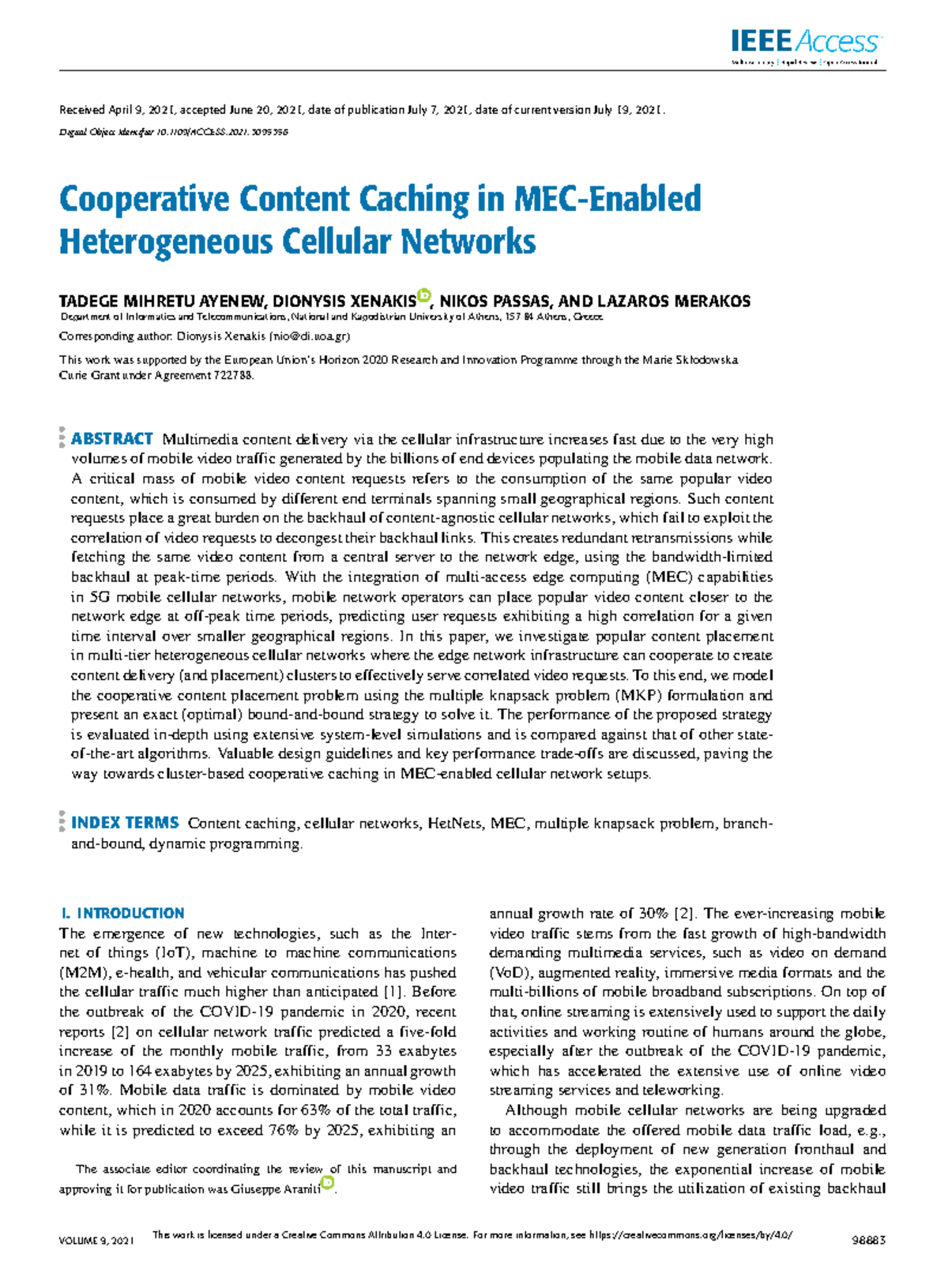 Artigo Mec Cooperative Content Caching In Mec Enabled Heterogeneous Cellular Networks Received