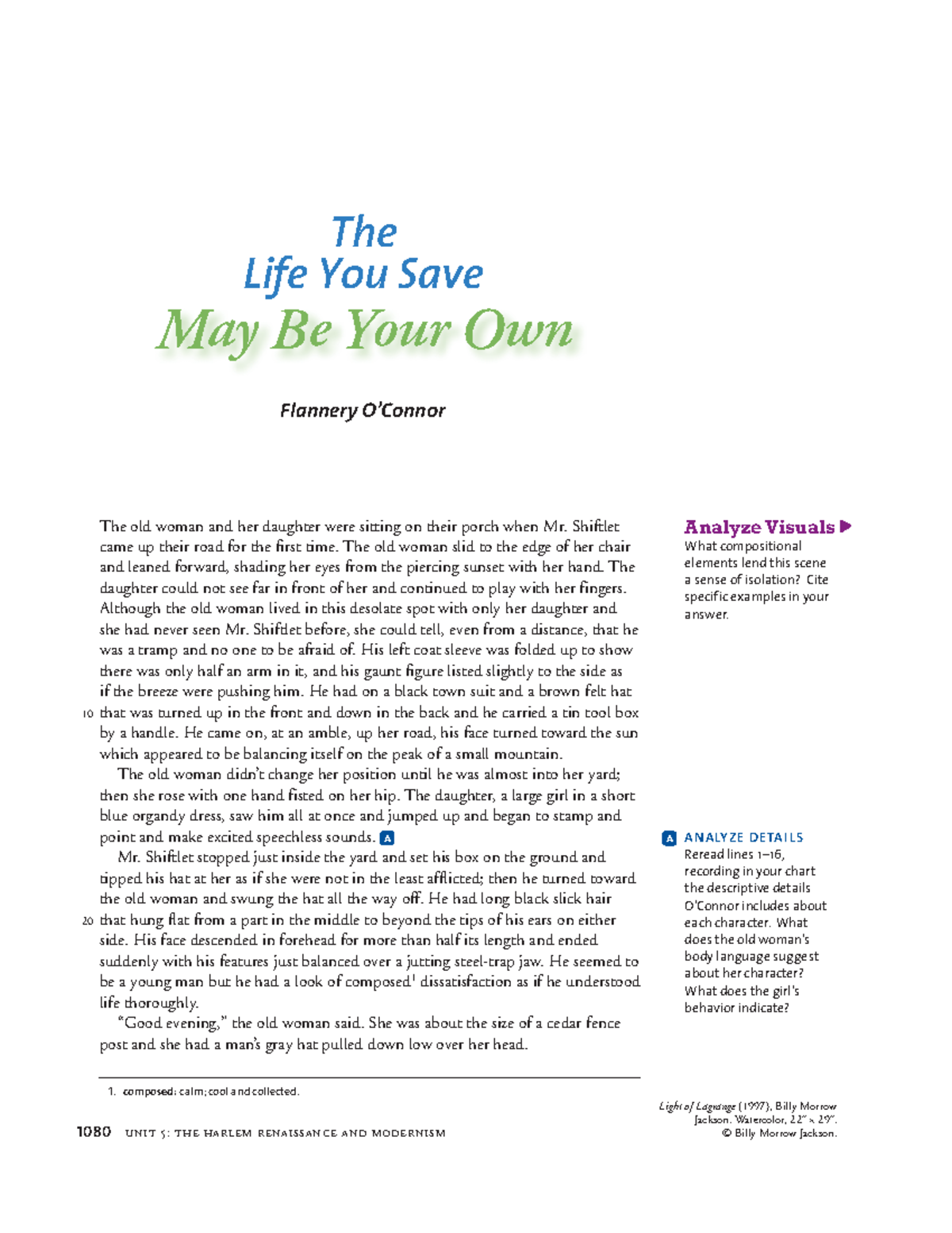 The Life You Save May Be Your Own - 1080 unit 5: the harlem renaissance ...