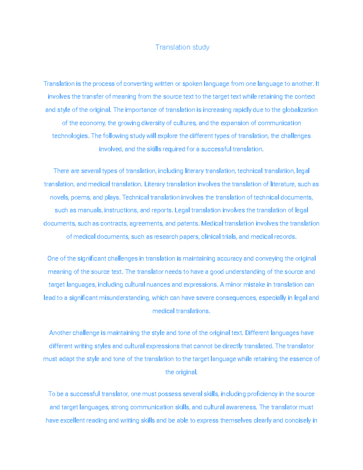 Translation study - My class notes from last year - Translation study ...