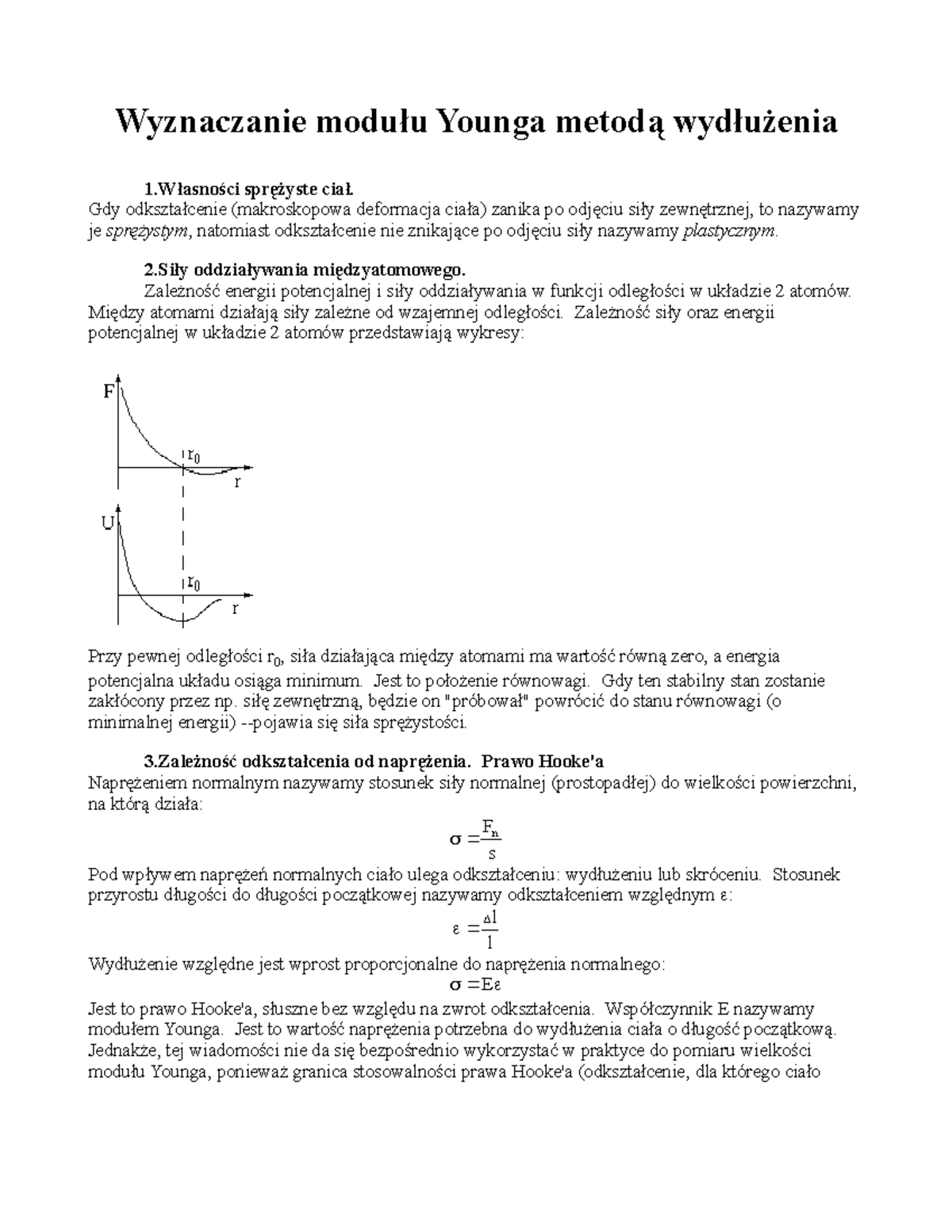 Wyznaczanie modułu Younga metodą wydłużenia - Wyznaczanie modułu Younga ...