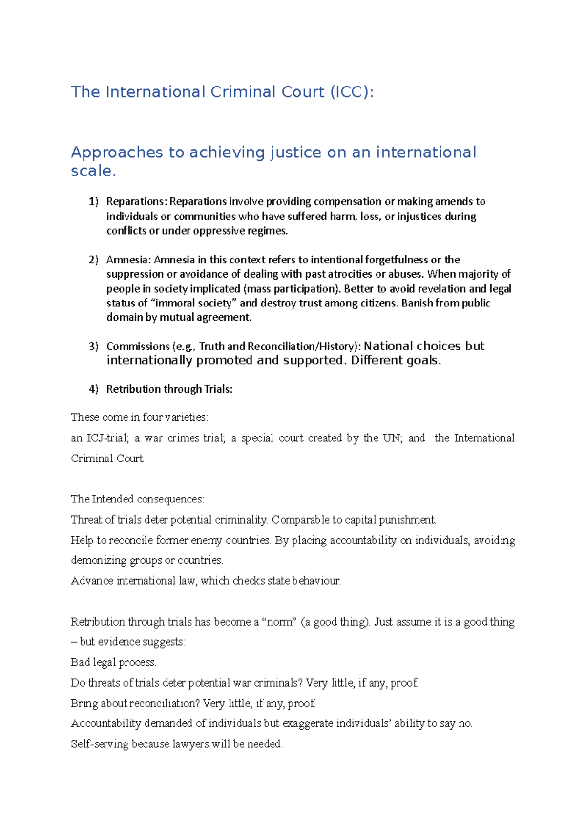 WEEK 8 ICC - The International Criminal Court (ICC): Approaches to ...