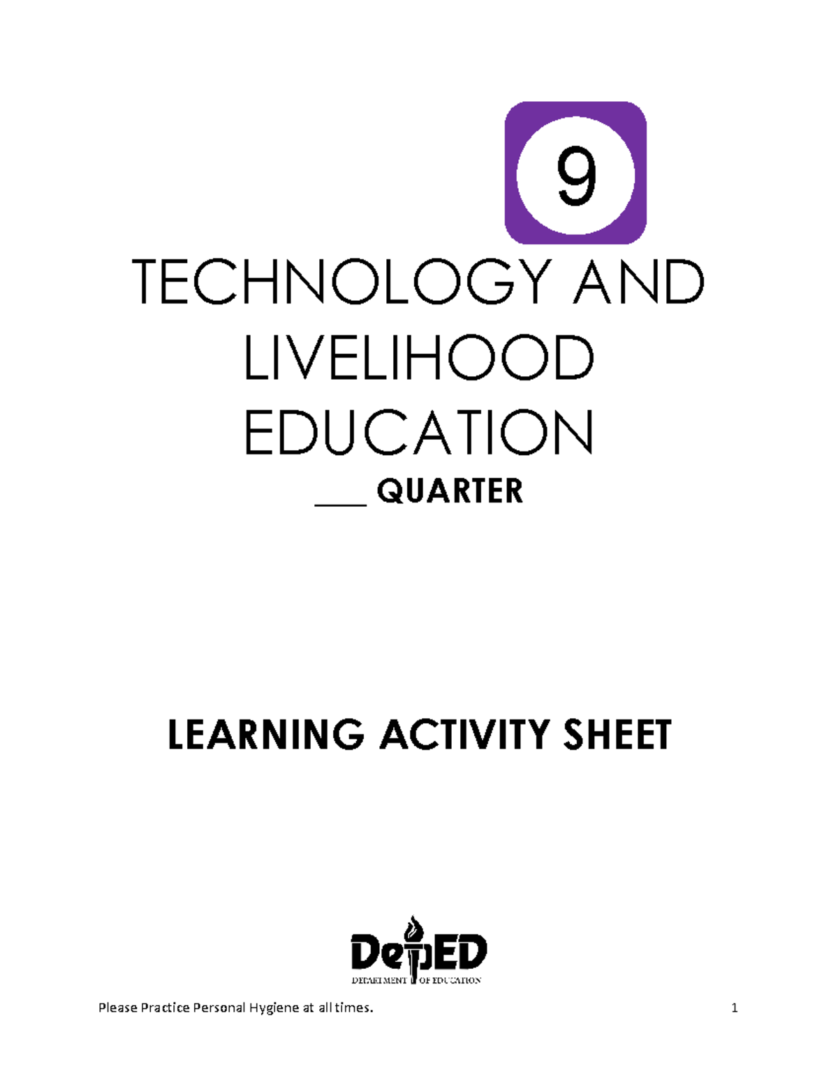 Grade 9 Foods - Learning Module - 8 TECHNOLOGY AND LIVELIHOOD EDUCATION ...
