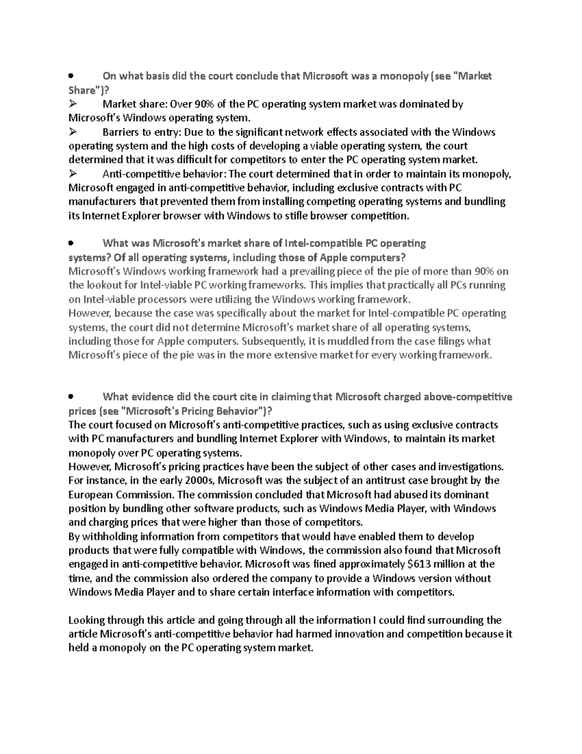 ECON Discussion WK 5 - On what basis did the court conclude that ...