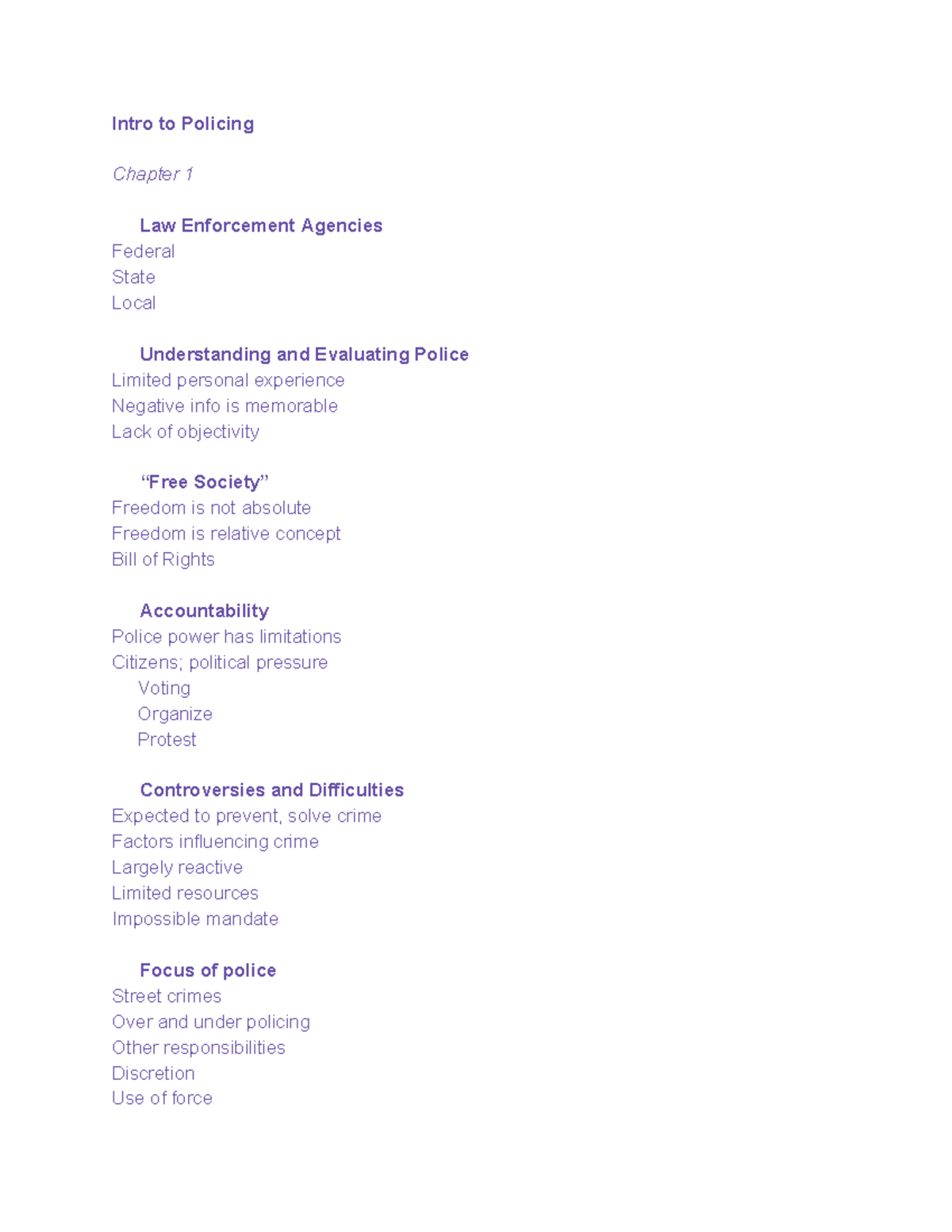 Intro to Policing - Intro to Policing Chapter 1 Law Enforcement ...