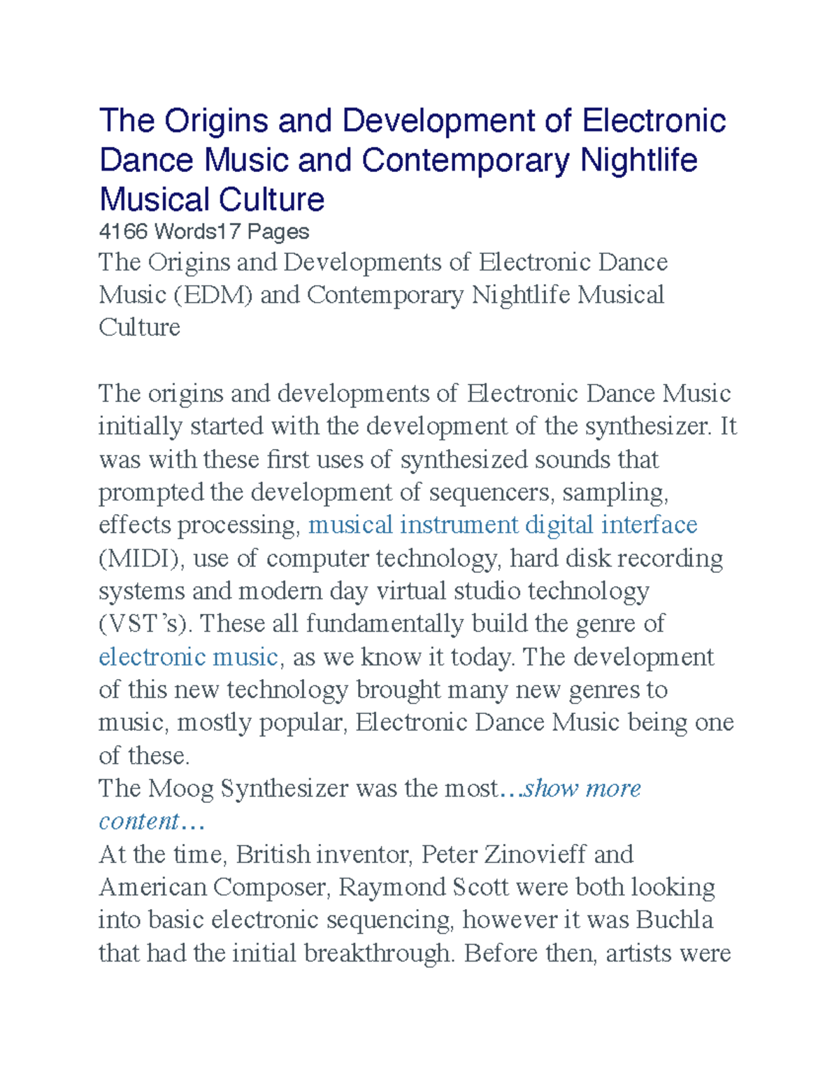 The Origins and Development of Electronic Dance Music and Contemporary ...