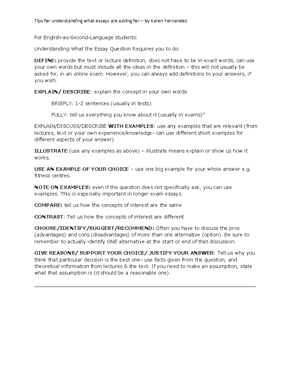 Tips for Answering Essays - Tips for understanding what essays are ...