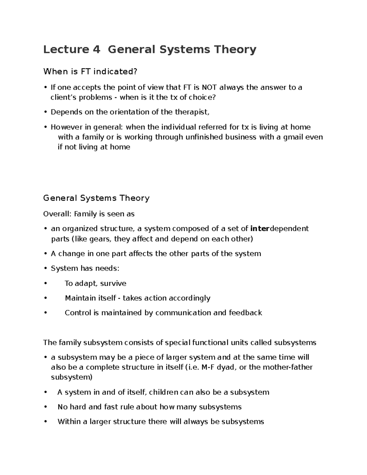 Lecture 4 General Systems Theory - Lecture 4 General Systems Theory ...
