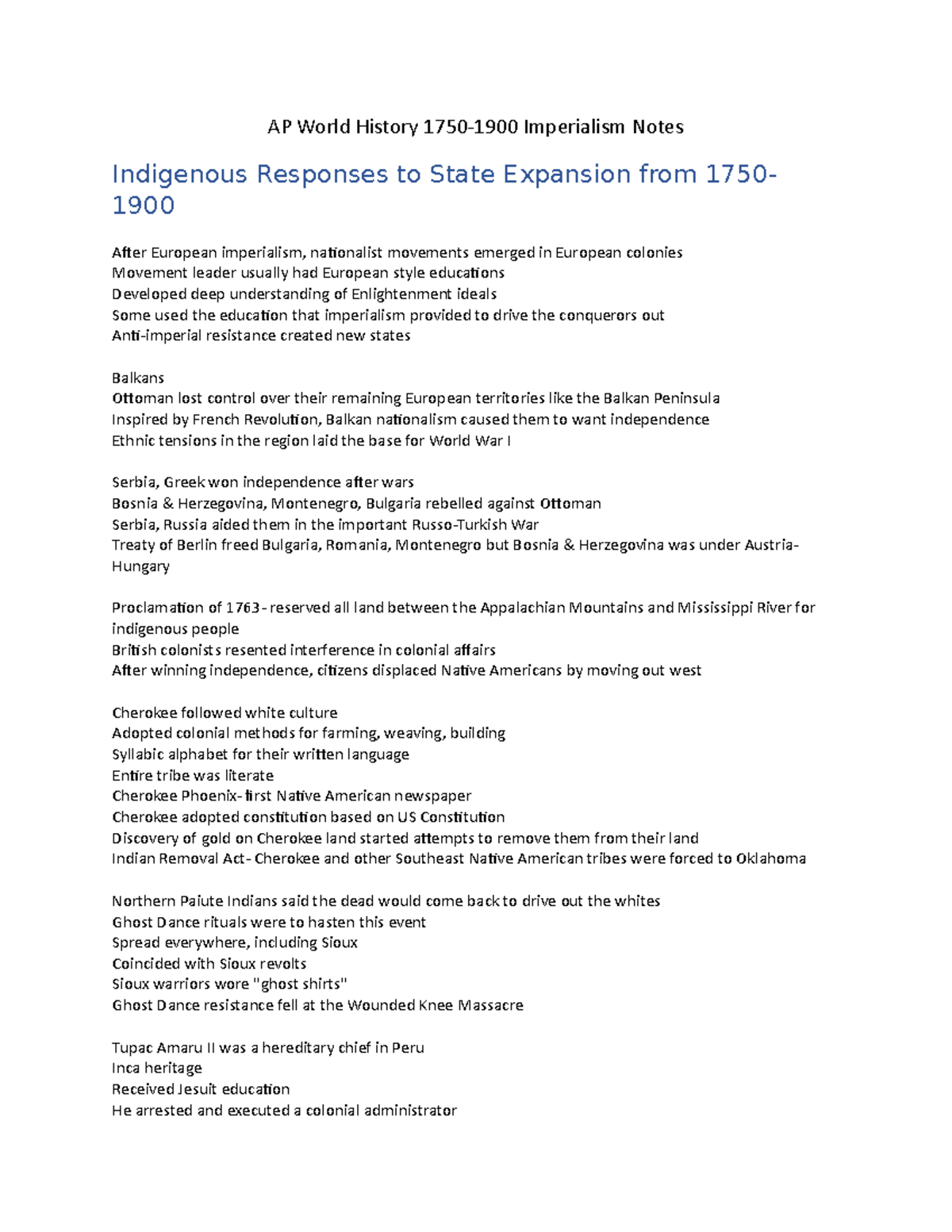 AP World History Imperialism Notes - AP World History 1750-1900 ...