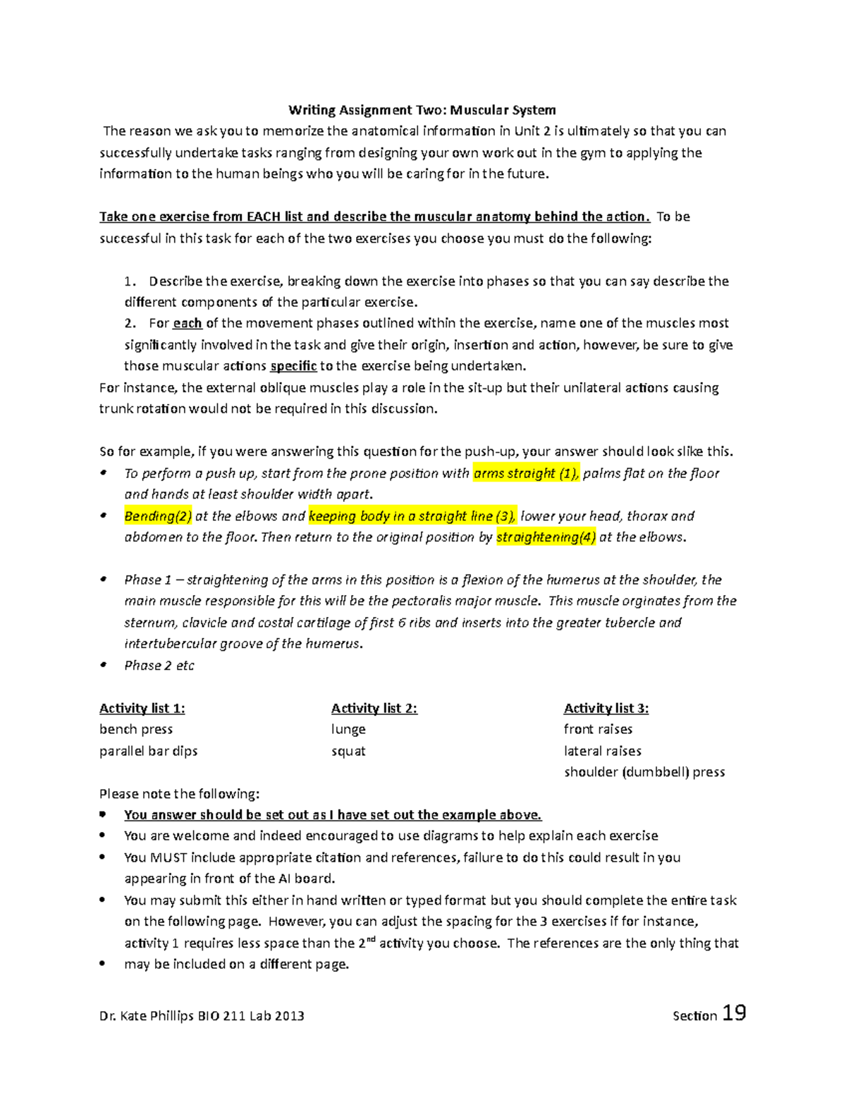 Anatomy 211 Lab Writing Assignment 2 - Writing Assignment Two: Muscular ...