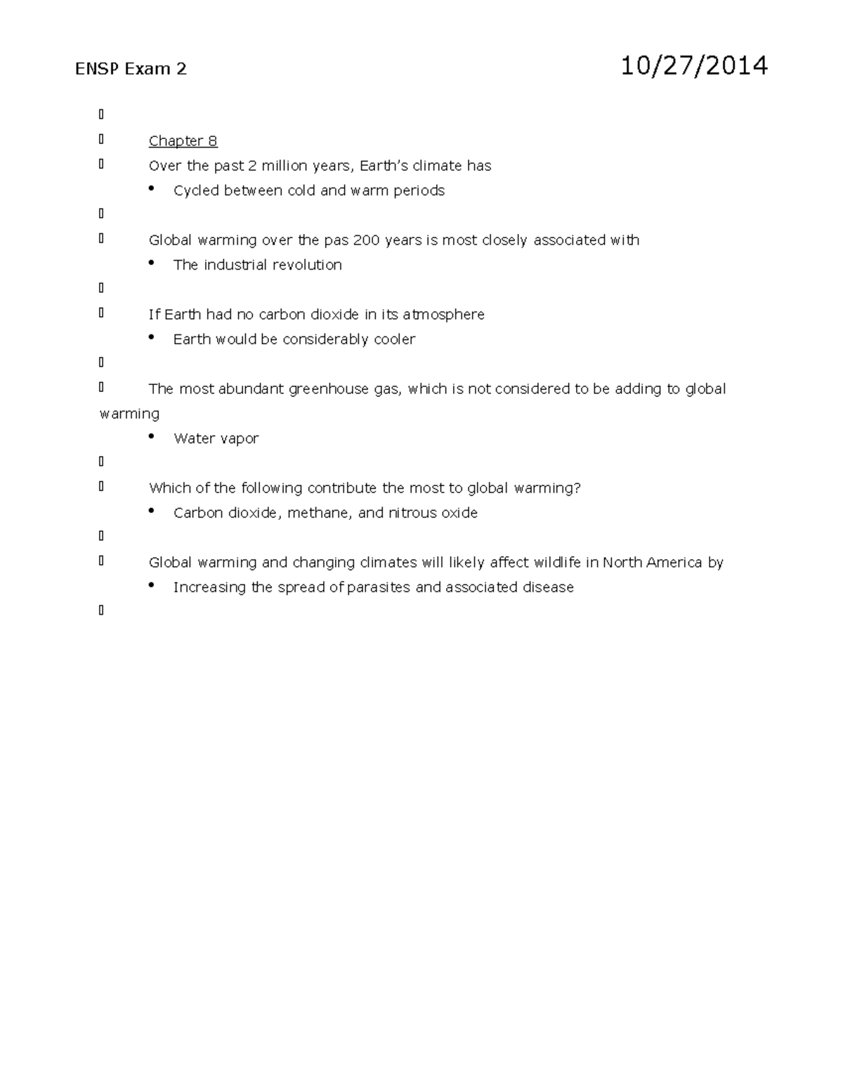 Ensp exam 2 - Practice Materials - ENSP Exam 2 10/27/ Chapter 8 Over ...
