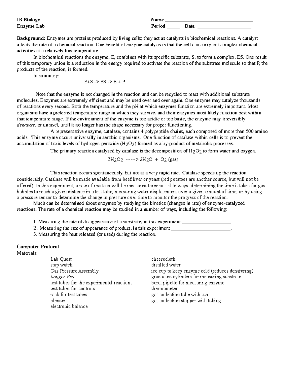 Enzprotolab - Idk to be honest - IB Biology Name ...