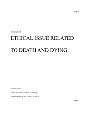 Dying Issues 2019 - Page 1 Running Head: DEATH AND DYING ISSUES IN ...