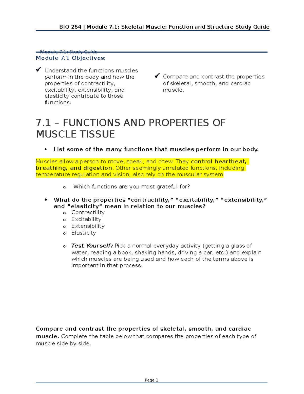 Ch 7 study guide - BIO 264 | Module 7: Skeletal Muscle: Function and ...