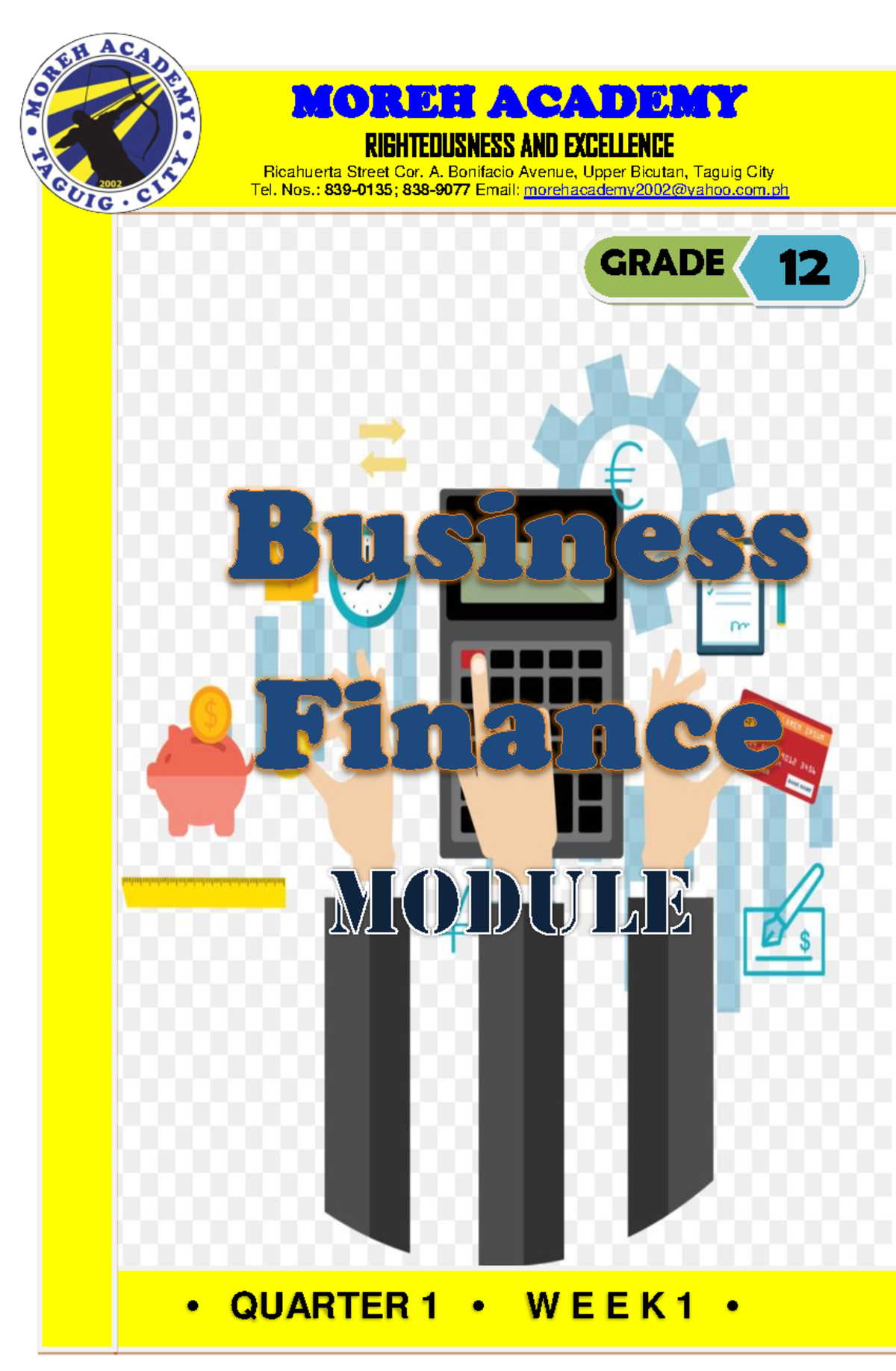 Module Week 1 - Business Finance - GRADE 12 • QUARTER 1 • W E E K 1 ...