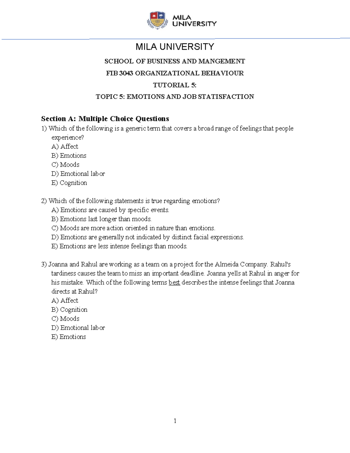 Tutorial Topic#5 - ntg - MILA UNIVERSITY SCHOOL OF BUSINESS AND ...