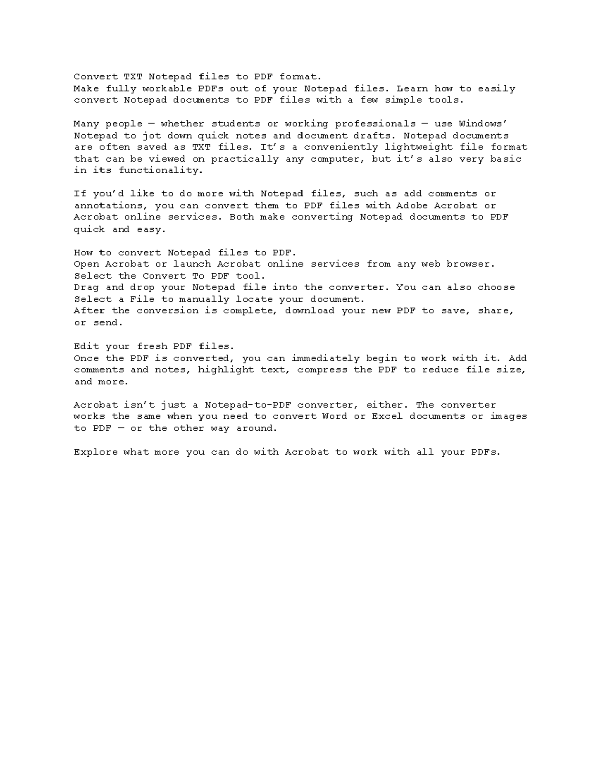 Text to pdf - text to pdf - Convert TXT Notepad files to PDF format. Make fully workable PDFs ...