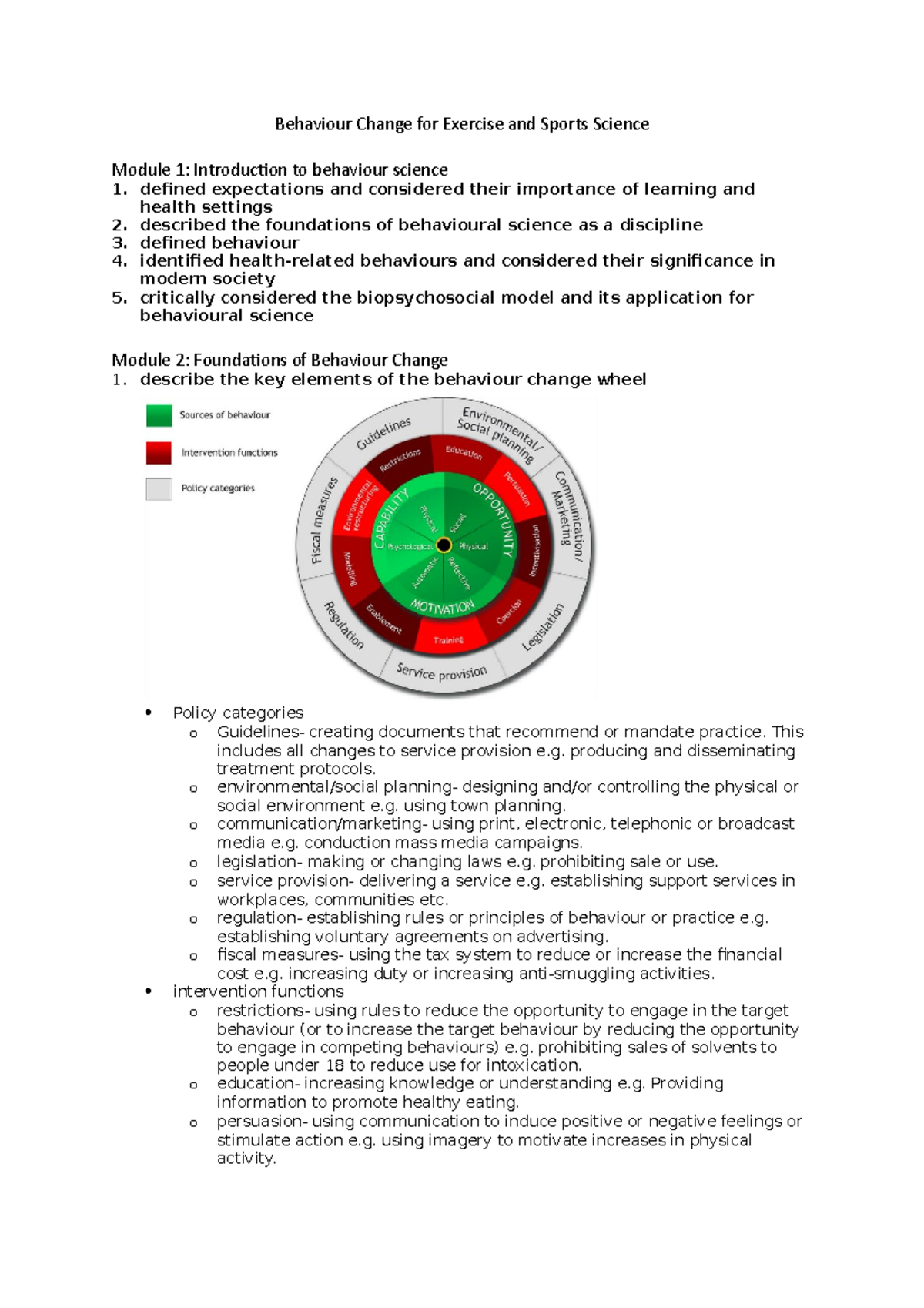 Behaviour Change for Exercise and Sports Science - This includes all ...