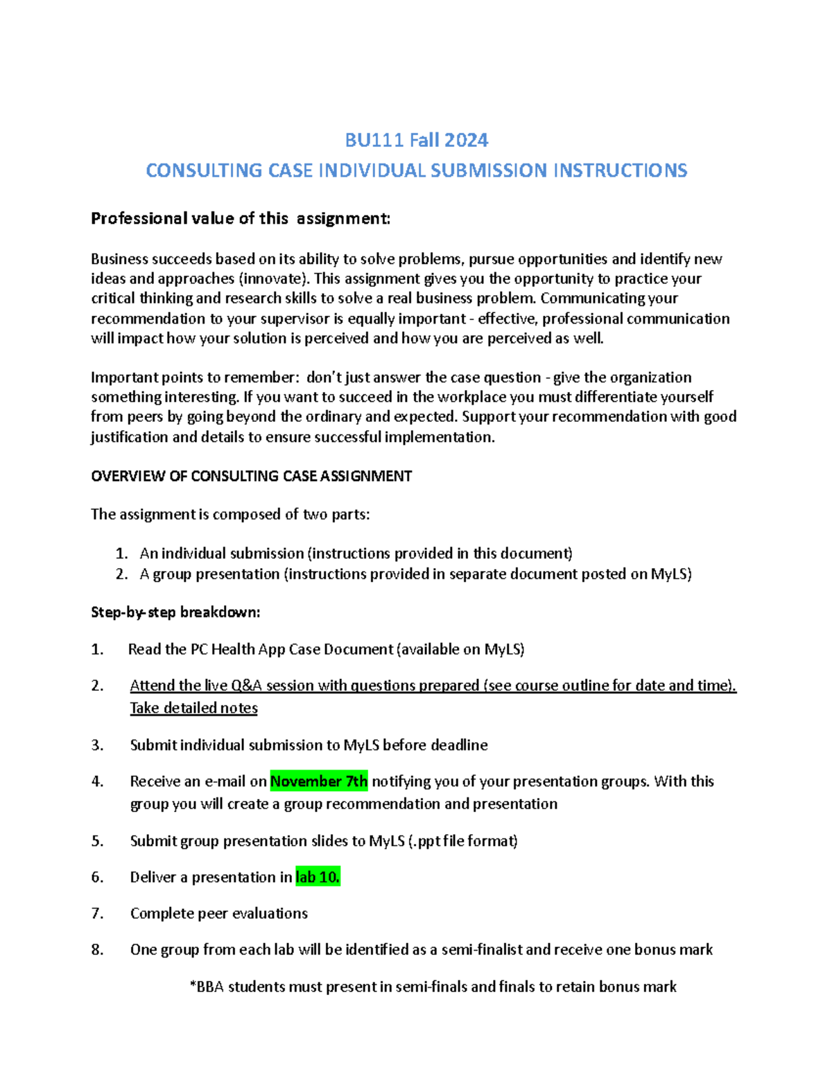 F24 Consulting Case Individual Write-up Instructions - BU111 Fall 2024 ...