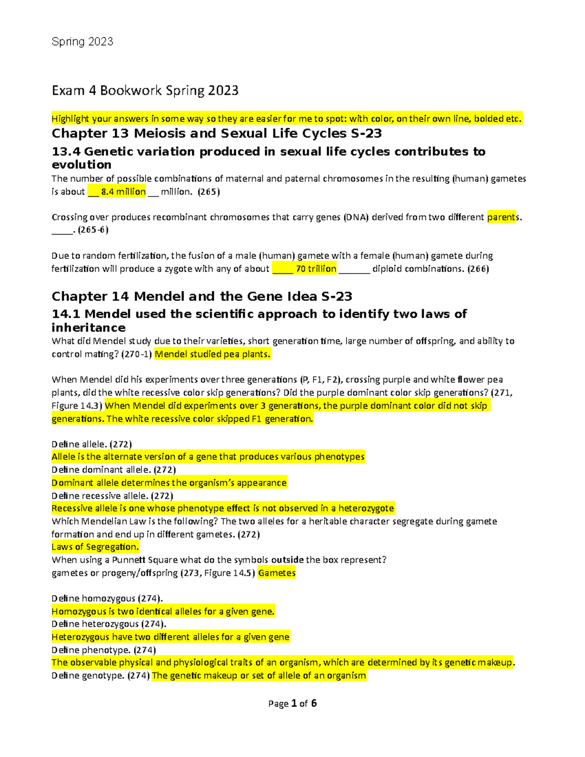 Exam 4 Bookwork Spring 2023 - Exam 4 Bookwork Spring 2023 Highlight ...