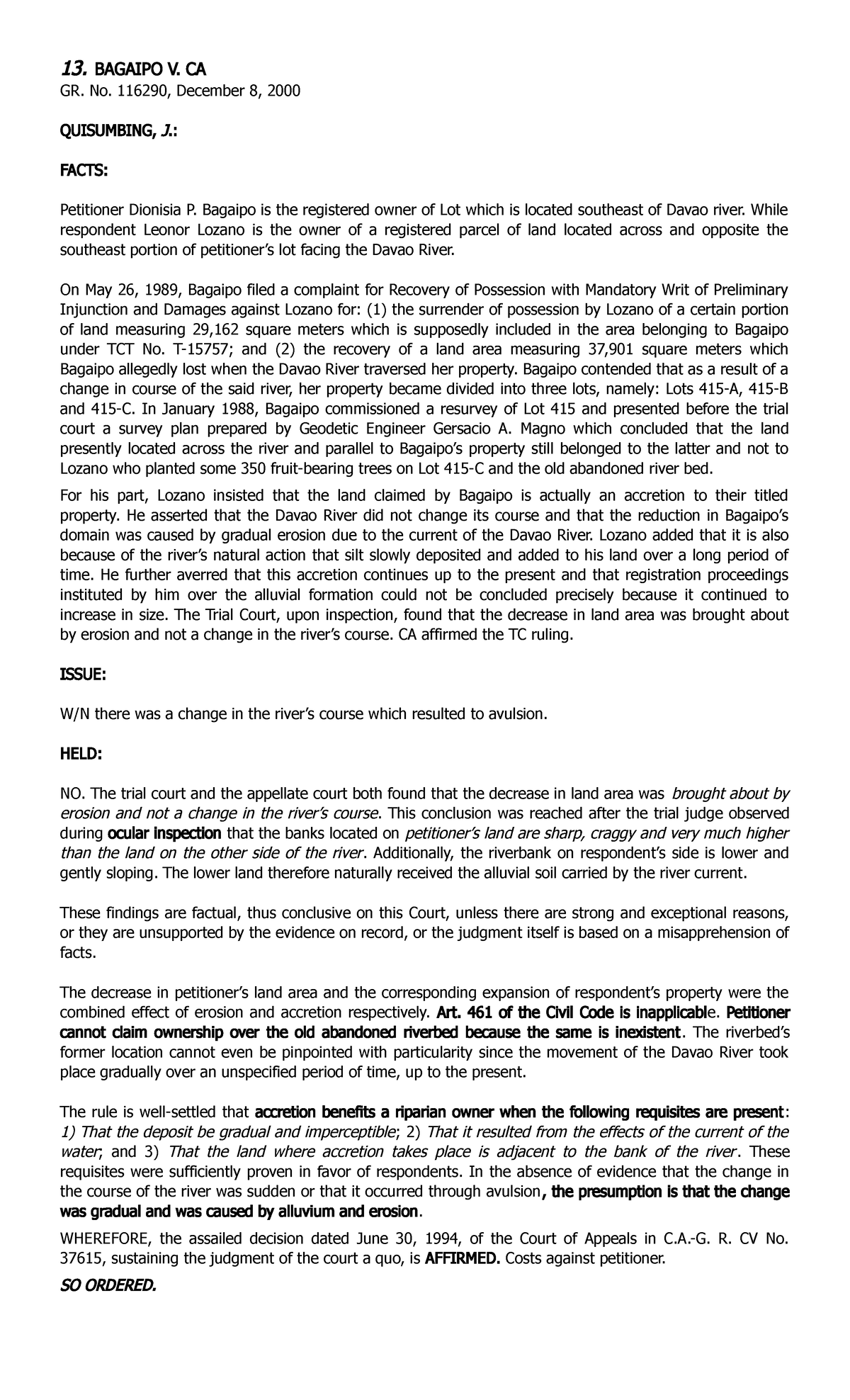 13. Bagaipo V. CA, GR. No. 116290, December 8, 2000 - 13. BAGAIPO V. CA ...