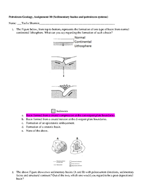 Assignment 5 Key - Petroleum Geology- GEOL 4190/ Assignment 5 ...