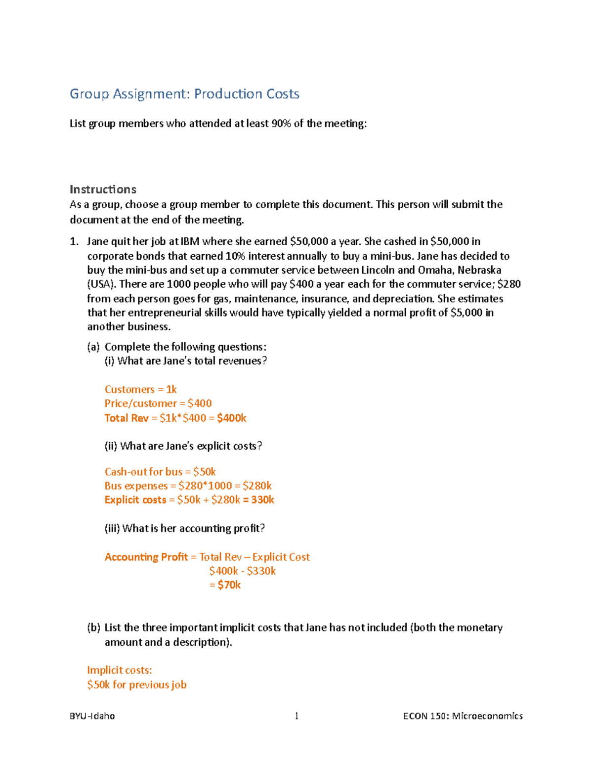 9 W07-econ150 document Grp-Assignment-5 - Group Assignment: Production Costs List group members ...