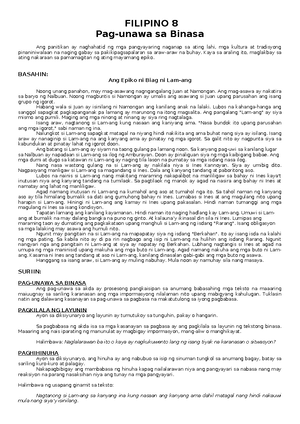 Filpino 8 Matalinghaga - Filipino 8 Pagbibigay-kahulugan sa mga ...