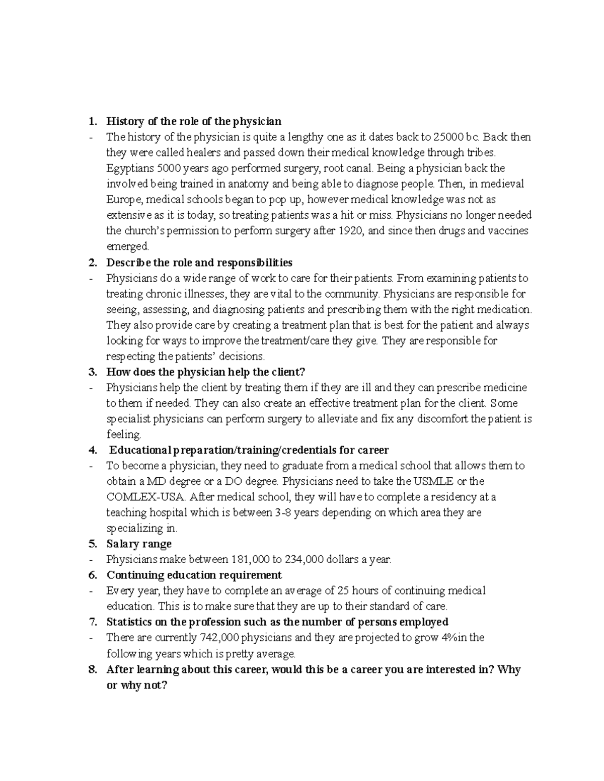 Role of Physicain - role pf physician assignment - 1. History of the ...