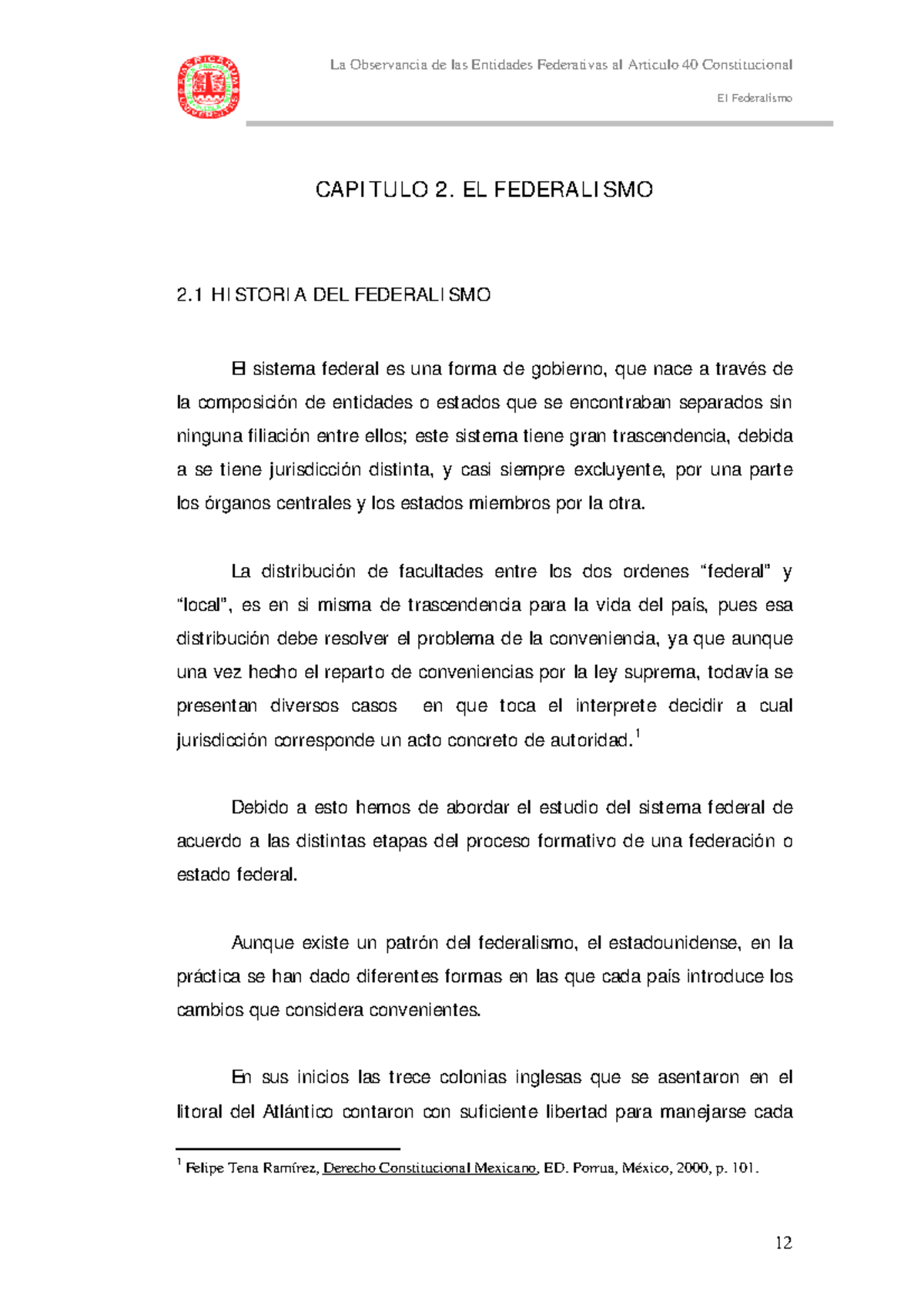 Capitulo 2 Regimen Federal - El Federalismo CAPI TULO 2. EL FEDERALI ...