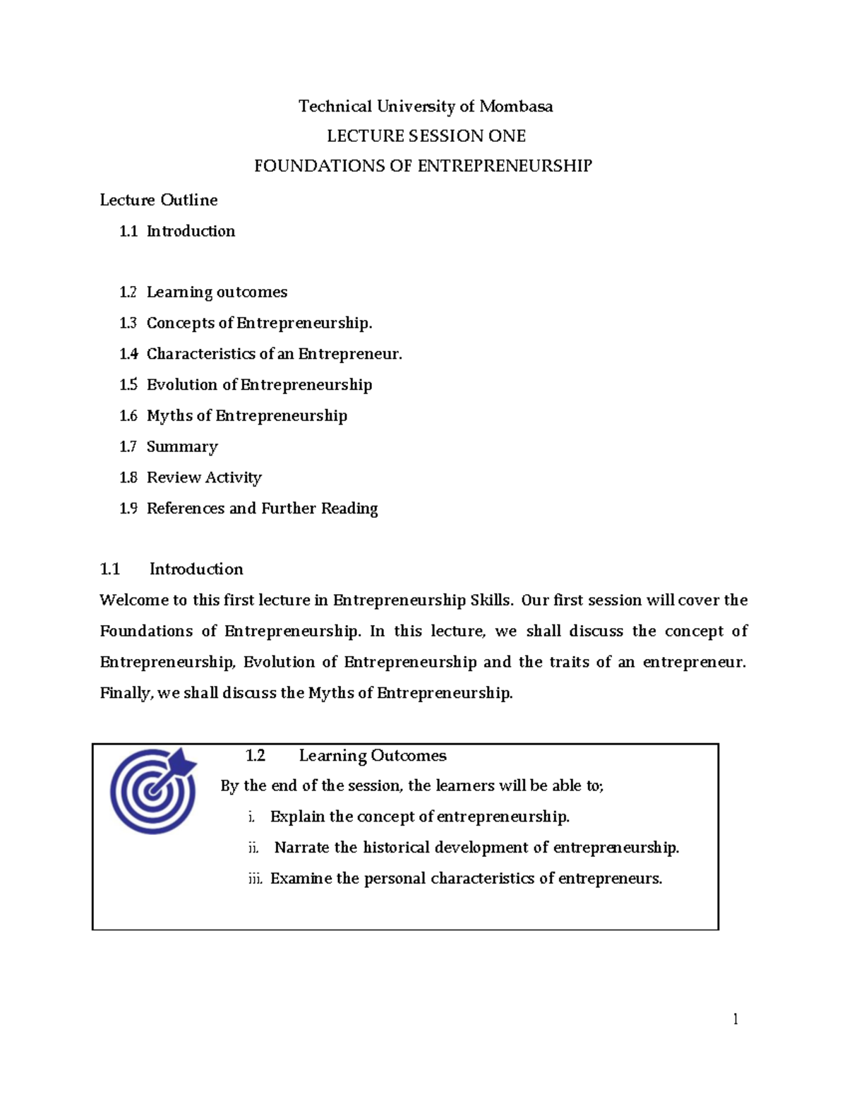 Lecture ONE 2 - Lecture Outline 1 Introduction Technical University of ...