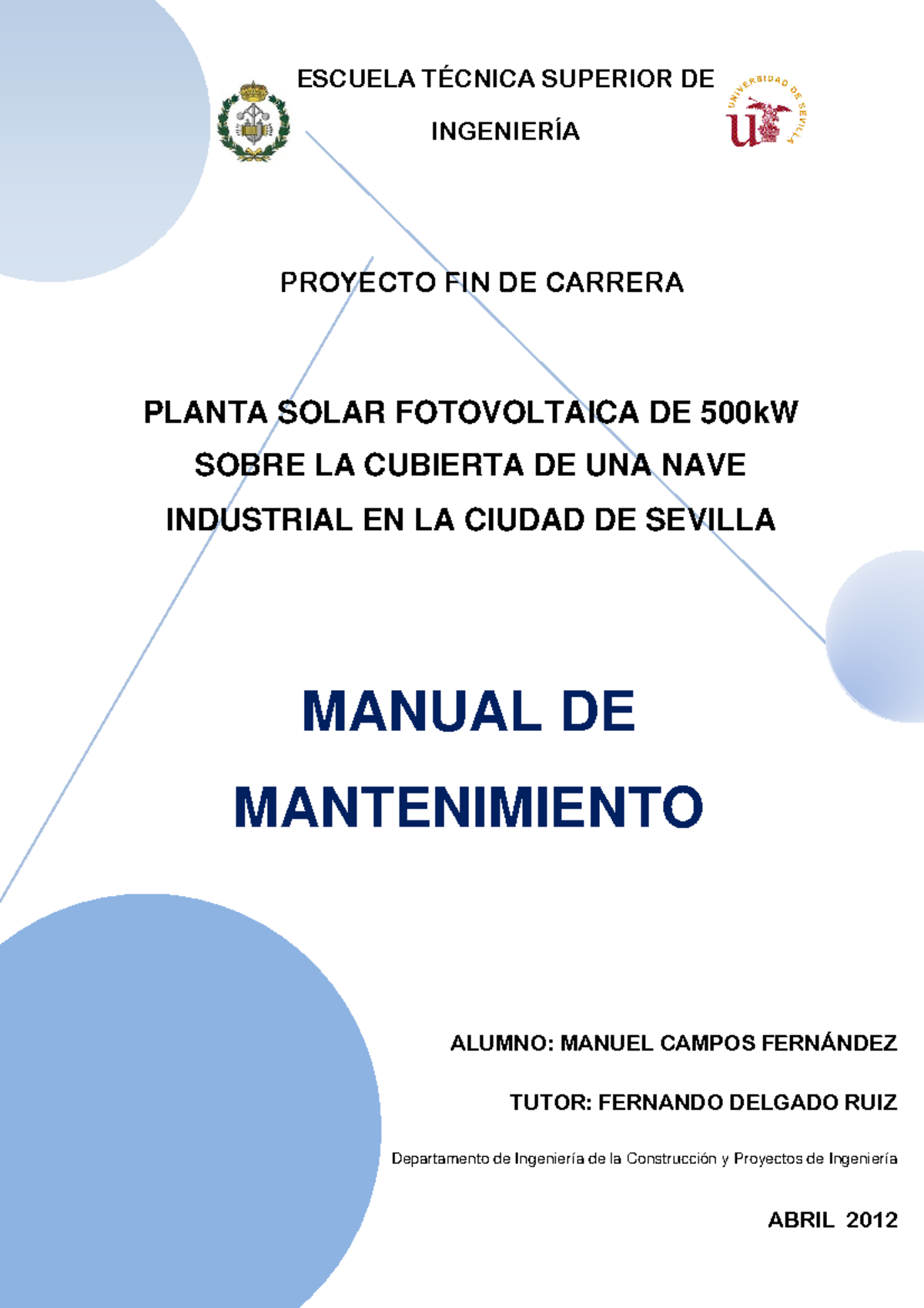 9. Manual de Manteminiento - PLANTA SOLAR - Studocu