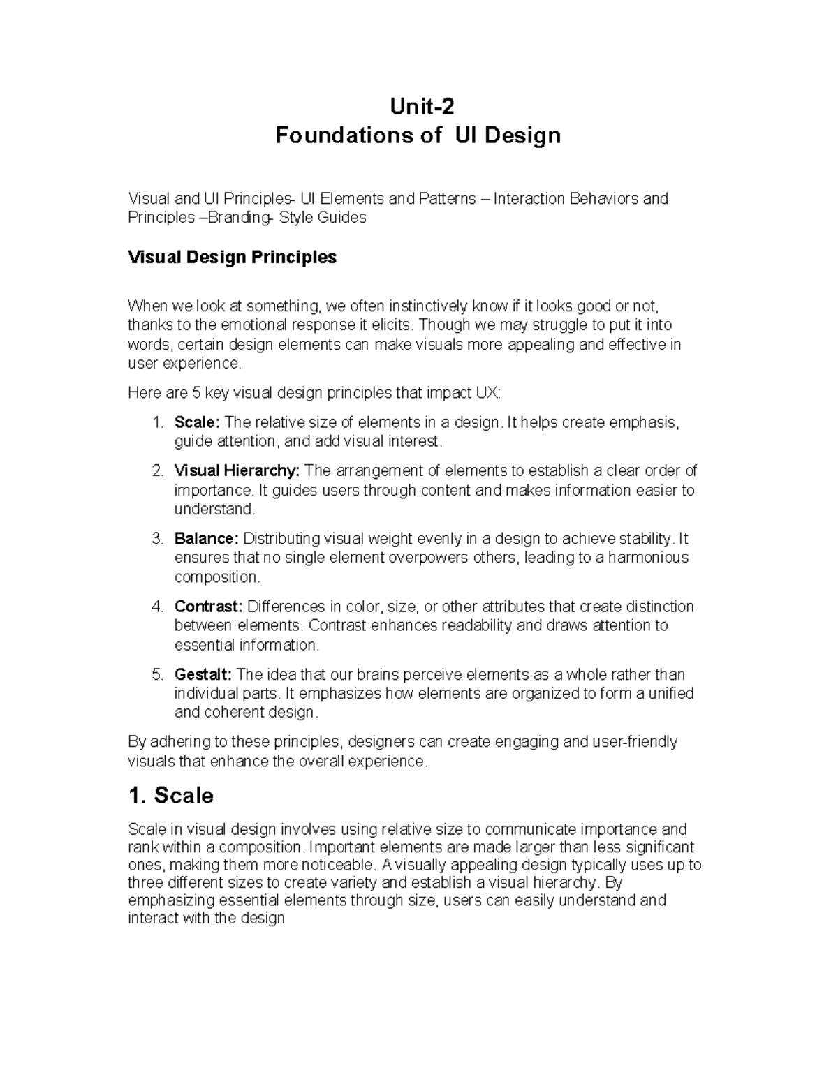 CCS370 UI&UX Design UNIT 2 - Unit- Foundations of UI Design Visual and UI Principles- UI ...